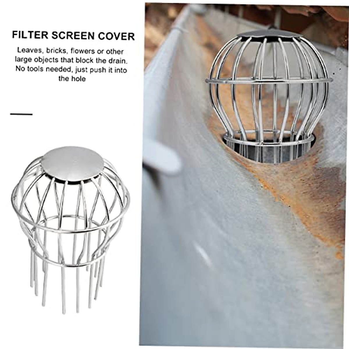 YARNOW 2 pcs Stops Rooftop Line to Guard Downspout Cap Outdoor Cover Steel Stainless Strainer Blocking Gutter Roof Other Pipe Extensions Floor Leaf Tool Leaves Clogging Anti- Down Drain