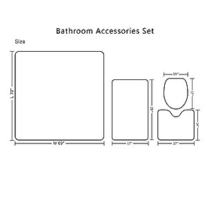 JAWO Girly Decor Shower Curtain and Bath Mat Set 69x70 Inch, Fashion Lady High Heel Shoe with Diamonds Bathroom Curtain with Hooks, Bathroom Mat Set with Contour Rug, Mat and Toilet Lid Cover