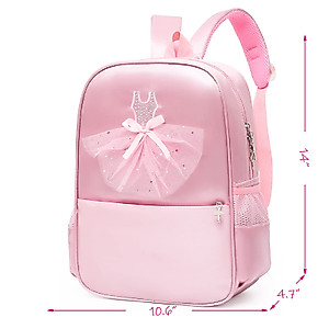 Dorlubel Cute Ballet Dance Backpack Tutu Dress Dance Bag with Key Chain Girls (Pink8 of Dress)
