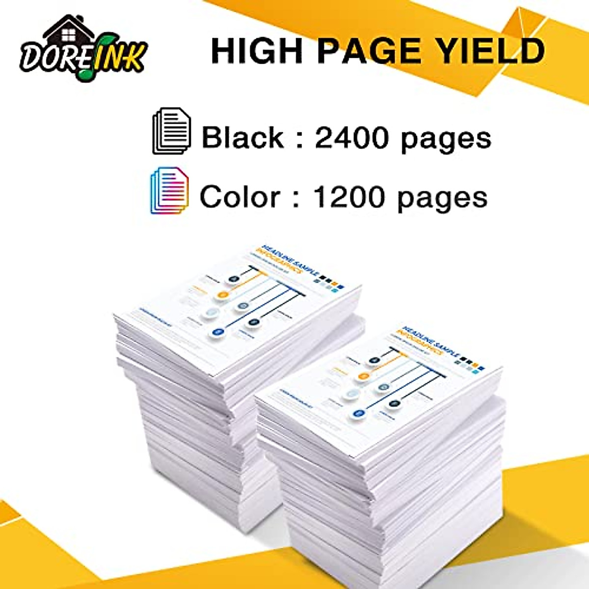 DOREINK LC20E Ink Cartridge Replacement for Brother LC20EXXL LC-20EXXL Work for Brother MFC-J985DW J5920DW J775DW J985DWXL Printer (2 Black, 2 Cyan, 2 Magenta, 2 Yellow, 8 Pack)