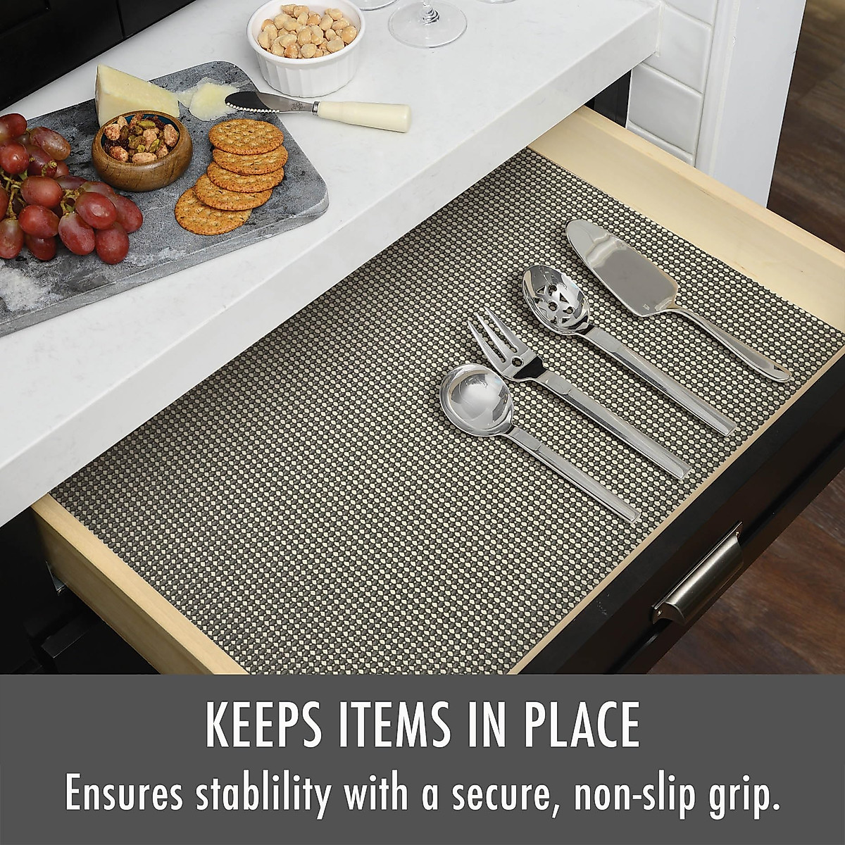 Con-Tact Brand Beaded Grip Durable Adhesive Non-Slip Shelf and Drawer Liner, 12" x 20', Cool Gray