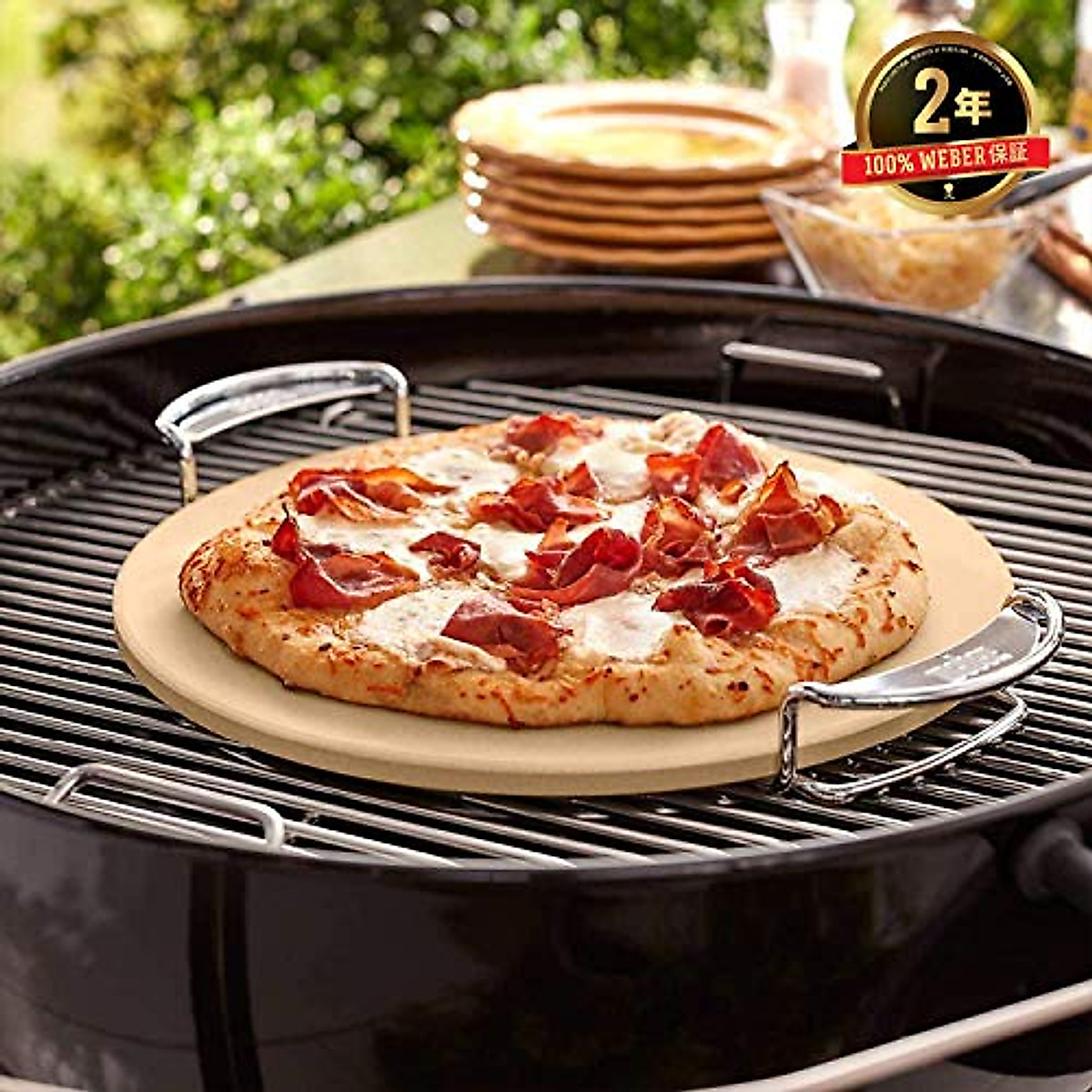 Weber Gourmet BBQ System Pizza Stone with Carry Rack,16.7" Long