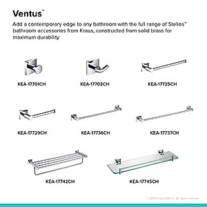 Kraus Ventus Bathroom Robe and Towel Hook, Chrome Finish, KEA-17701CH