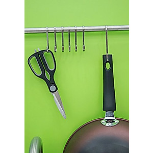 RuiLing 10-Pack Size Large Flat S Hooks Heavy-Duty Genuine Solid 304 Stainless Steel S Shaped Hanging Hooks,Kitchen Spoon Pan Pot Hanging Hooks Hangers Multiple uses.