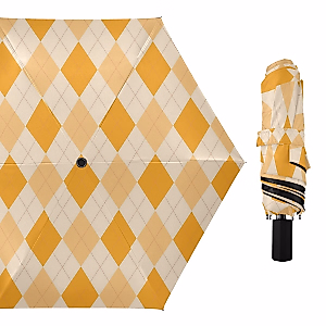 Argyle Pattern Repel Umbrella Windproof Travel Umbrella - Compact, Light, Automatic, Strong and Portable - Wind Resistant, Small Folding Backpack Umbrella for Rain - Men and Women