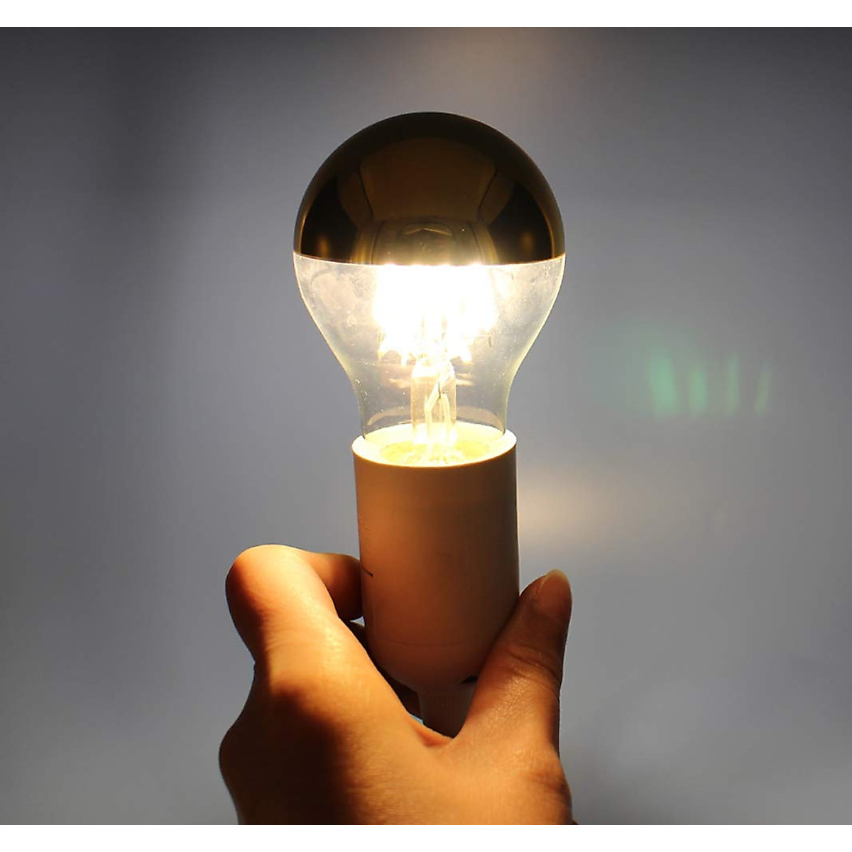 K JINGKELAI Half Chrome Light Bulb A60 6W(60W Equivalent) LED Filament Vintage Edison Bulb with Half Chrome Gold,for Home Lighting,Warm White 2700K,4 Pack