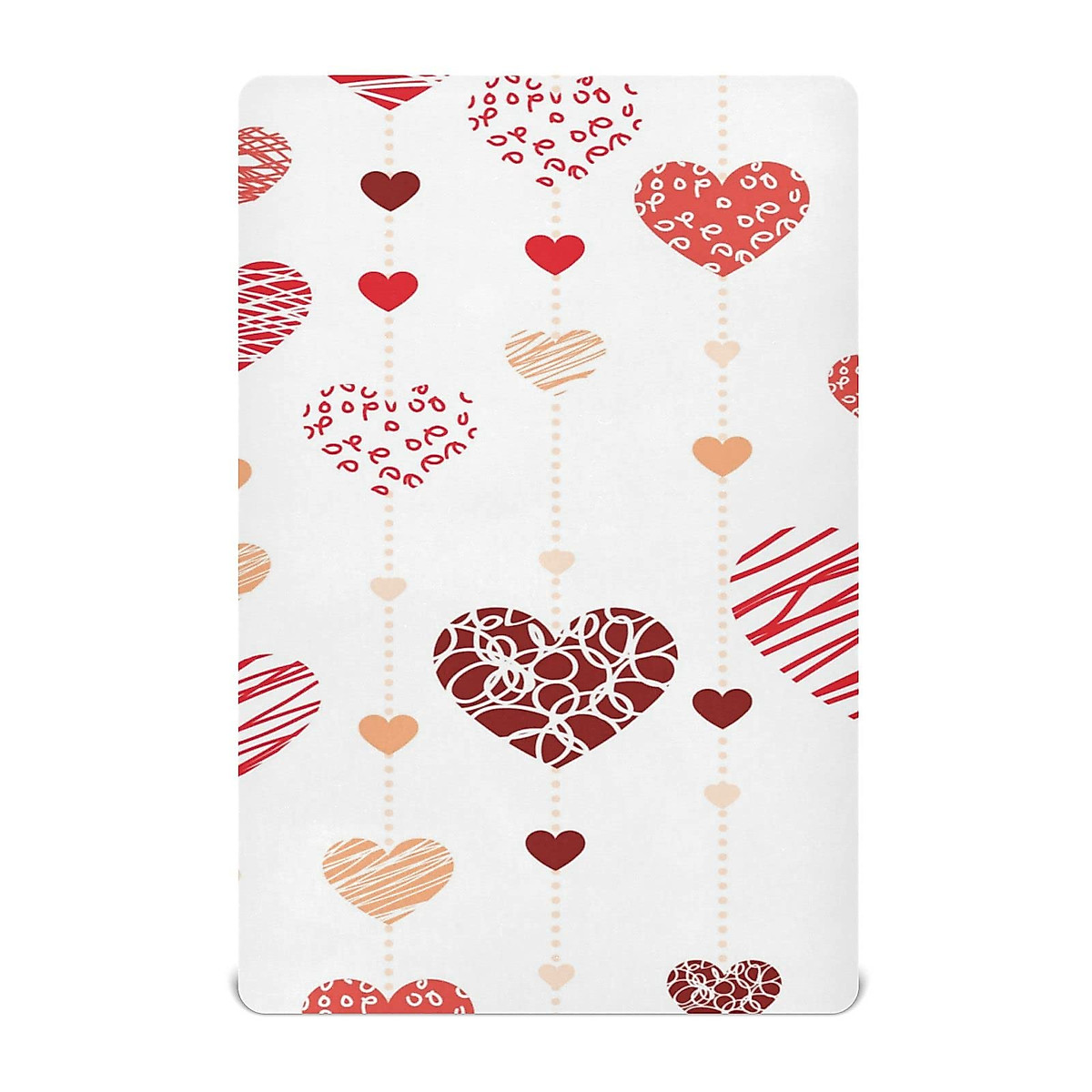 Valentines Day Hearts Baby Crib Sheets Soft Toddler Bed Sheets Breathable Mattress Cover Crib Mattress Sheet for Boys Nursery Crib Mattress, 52 * 28 * 9in