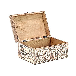 Deco 79 Mango Wood Floral Box with Hinged Lid, Set of 3 8", 10", 12"W, Brown