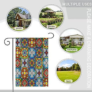 Double-sided garden flag Mexican Talavera Ceramic Tile Pattern Outdoor Flag Garden Flag Yard Outdoor Decoration （12×18in）.