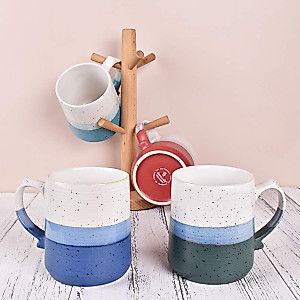 Bosmarlin Large Stoneware Coffee Mug, Big Tea Cup for Office and Home, 21 Oz, Dishwasher and Microwave Safe, 1 PCS (Dark Green)