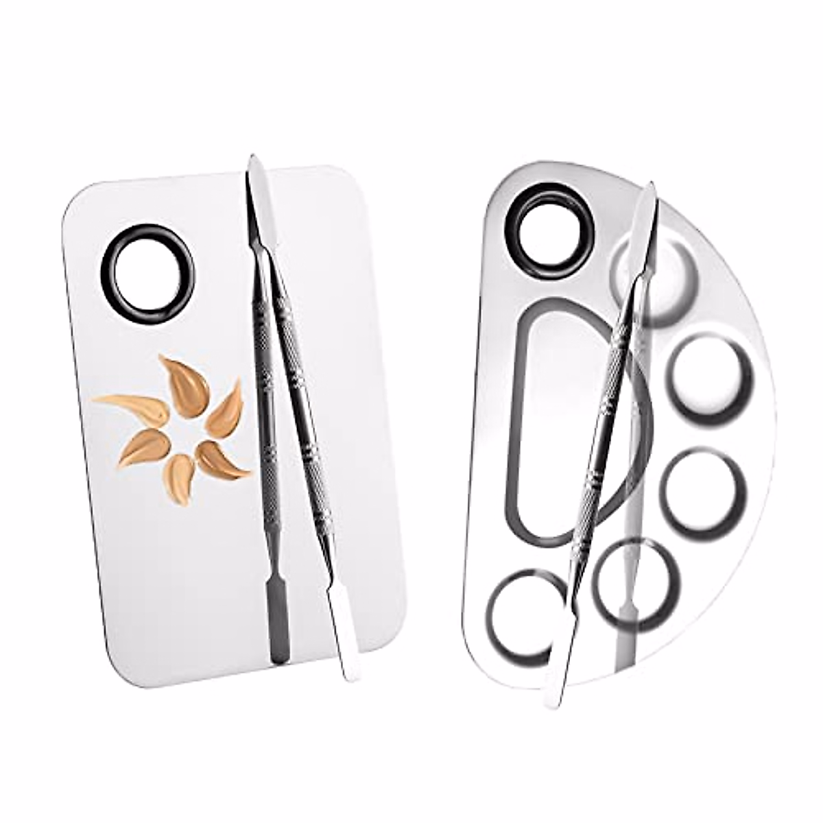 Makeup Palette, Makeup Mixing Palette, Color Mixing Tool, Artist Palette, Stainless Steel Makeup Palette For Makeup, Foundation, Nail Art, Loose Powder, Eye Shadow, Blush, Lip Gloss (2PCS)