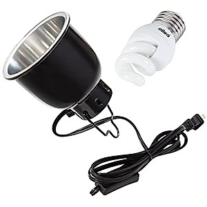 OIIBO 5.0 UVB Reptile Light, Mini UVB 5W Light Bulb with 4 Inch Deep Dome Reptile Light Fixture for Turtle Red Legs Tropical Animals in Small Terrariums