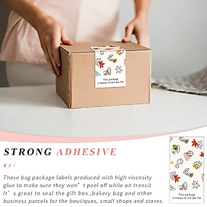 100PCS Box Seal Stickers, Rectangle Leaf Pattern Bag Package Labels, Decorative Baking Sealing Decals for Business Letter Envelope Seal Gift Packaging Customer Mailer Box Retail Bag (Leaf Sticker 2)