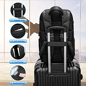 Eurcool Laptop Backpack for Men,Multifunction Business 15.6 inch Laptop Backpack,with USB Charging Port Travel Bag, Black-03, Large