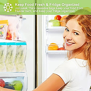 12 Pack Reusable Food Storage Bags (4 Reusable Sandwich Bags, 5 Reusable Snack Bags, 3 Reusable Gallon Bags) BPA Free Food Grade Leakproof Reusable Freezer Bags for for Lunch Sandwich Snack Meat Fruit