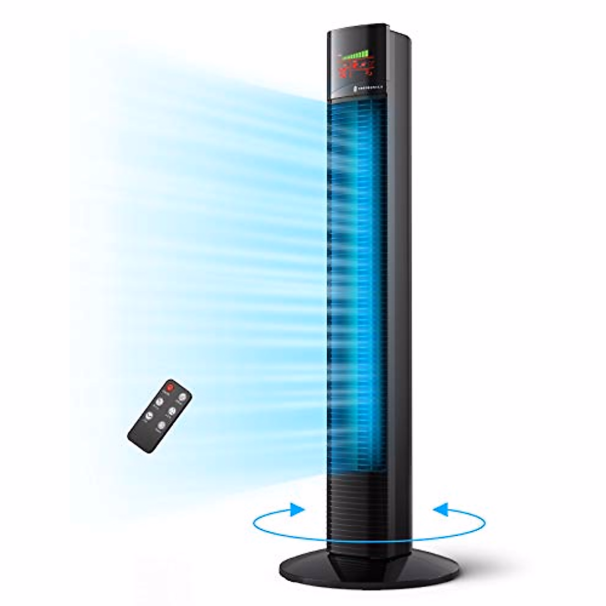 TAOTRONICS Tower Fan, 36" Oscillating Tower Fan with Remote, 9 Modes, Large LED Display, 12-Hour Timer, Space-Saving, Portable Floor Bladeless Fan for Bedroom Living Rooms Office, Black (TT-TF002)