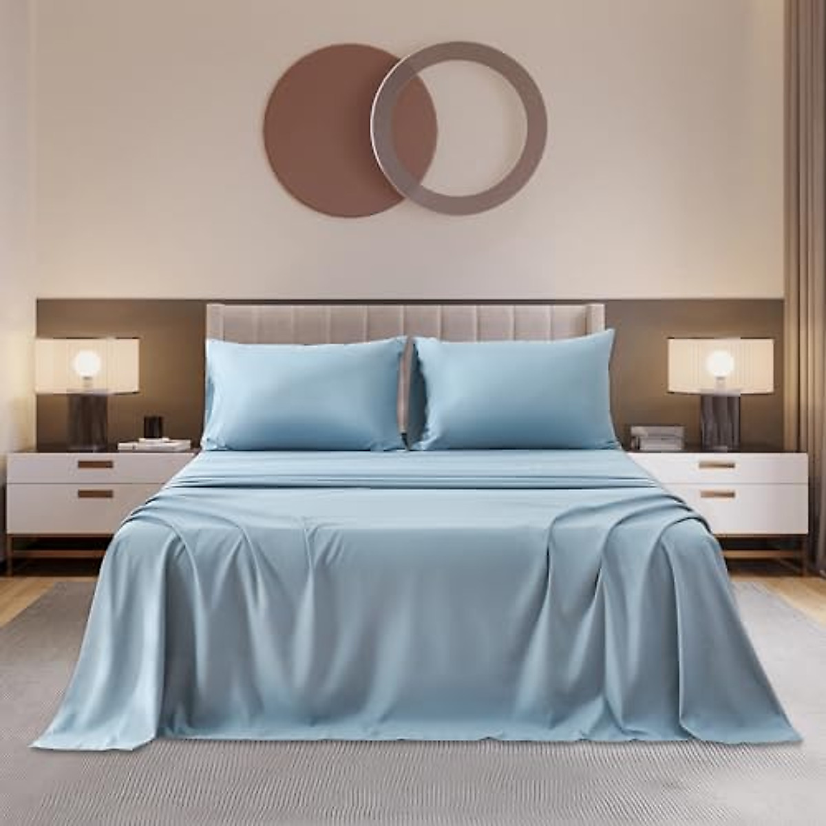 Bedlifes Full Size Sheet Sets- Ultra Soft Sheets-Luxury-Breathable-16 Deep Pocket- 1800 Thread Count Percale Egyptian Microfiber Bed Sheets Wrinkle, Fade and Stain Resistant Baby Blue 4 Pieces