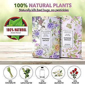 Telanshare 4 Packs(Rose+Jasmine) Mite/Moth Repellent Bag for Drawer & Closet, Natural Sachet Bag, 90 Days Extended Protection