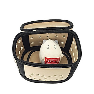 Portable Mini Poodle Puppy Carrier Hamster Cage - Cute Travel Carrier Hard-Sided Cage for Small Animal Puppy Kitty Hedgehog (Beige)