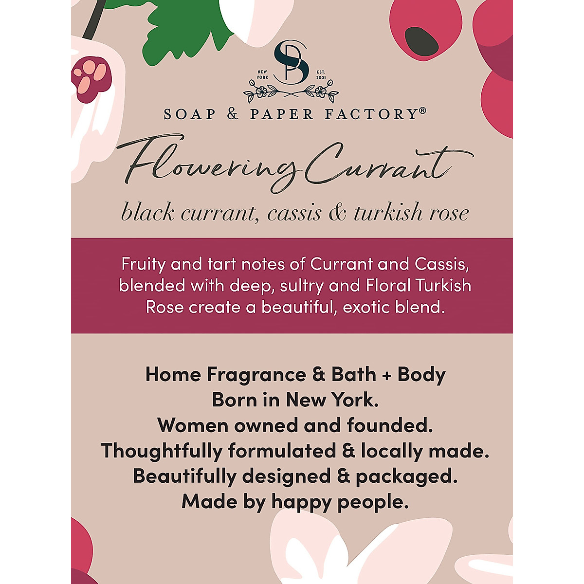 Soap & Paper Factory Flowering Currant 9.5 oz Large Soy Candle
