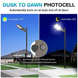 400W LED Parking Lot Light 56000LM with Photocell, 5000K Shoebox Pole Light with Arm Mount AC100-277V, UL DLC ETL Listed, IP65 Waterproof Commercial Street Area Lighting for Driveway/Roadway/Yard