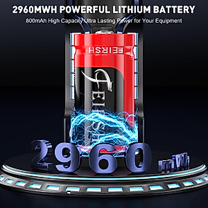 123A 3.7V Lithium Battery for Arlo,4 Pack Rechargeable Batteries and Arlo Charger,800mAh Rechargeable Batteries for Arlo Cameras VMC3030 VMK3200 VMS3330 3430 3530 and Flashlight Microphone