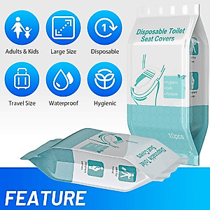 50 Pack Toilet Seat Covers Disposable - Waterproof 16x24 Inch Extra Large Individually Wrapped Toilet Seat Shields Travel Accessories for Adults Kids
