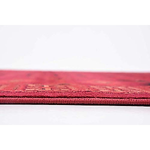 Unique Loom Tekke Collection Over-Dyed Saturated Traditional Torkaman Area Rug, 9 x 12 ft, Red/Black