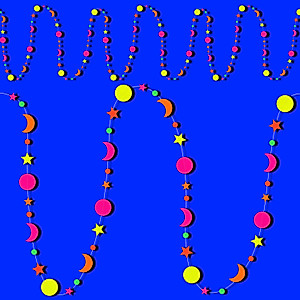 90ft Neon Fluorescent Party Hanging Decoration Glow in The Dark Party Supplies Garlands Stars Moon Dot Garland for Birthday Wedding Neon Party Background Decoration Supplies