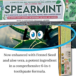 Pack of 4- Black Seed, Coconut, Tea Tree, Saffron, Peppermint- Herbal Toothpaste and Triplemint Fluoride Free