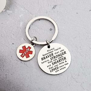 FUSTMW Emergency Gift Emergency Keychain Emergency Medical Jewelry Emergency Graduation Gifts You are Braver Stronger Smarter Than You Think Paramedic Inspiration Gifts (silver)