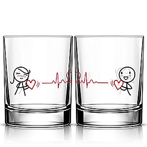 BoldLoft Love You Every Beat of My Heart Couple Drinking Glasses-Glass Gifts Couple Gifts His and Hers Gifts for Wedding Engagement Anniversary Valentine's Day
