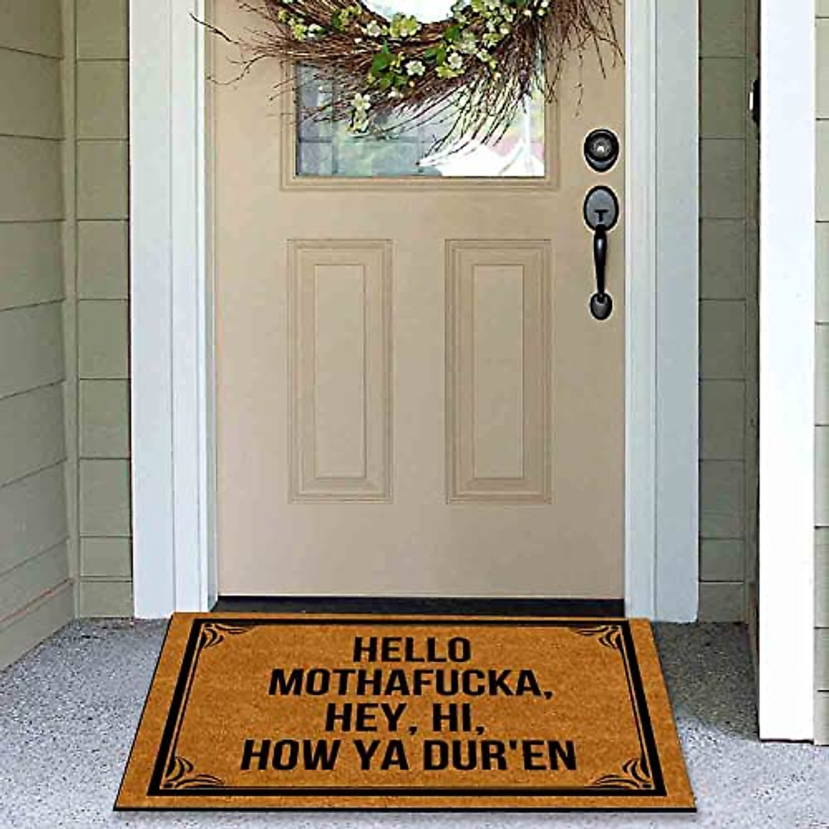 Hurdorak Doormat Hello Mothafucka, Hey, Hi, How Ya Dur'En Welcome Mats for Front Door Mat Non Slip Mats Indoor Decor Bathroom Mat Entrance Rug, 23.6 X 15.7 Inches, 6mm Thick