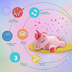 Ynanimery Baby Sleep Soothers | White Noise Machine Baby,Unicorn Plush Toys Night Light - Crib Toys for Baby Toddlers with Soothing Night Light Display & Lullabies (A)