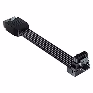 JOYJOM PCI-e 5.0 12VHPWR 16 Pin Right Angle Adapter Female to Male Extension Cable, 16AWG 600W 12VHPWR 90 Degree Adapter for Graphic Card GPU 12+4pin RTX 3090Ti 4070Ti 4080 4090 (Type B)