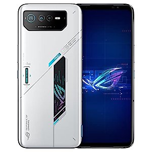 ASUS ROG 6 Cell Phone, 6.78” FHD+ 2448x1080 165Hz, 6000mAh Battery, 50MP/13MP/5MP Triple Camera, 12MP Front, 16GB RAM, 512GB, 5G LTE Unlocked Dual SIM, White, AI2201-16G512G-WH [US Version]