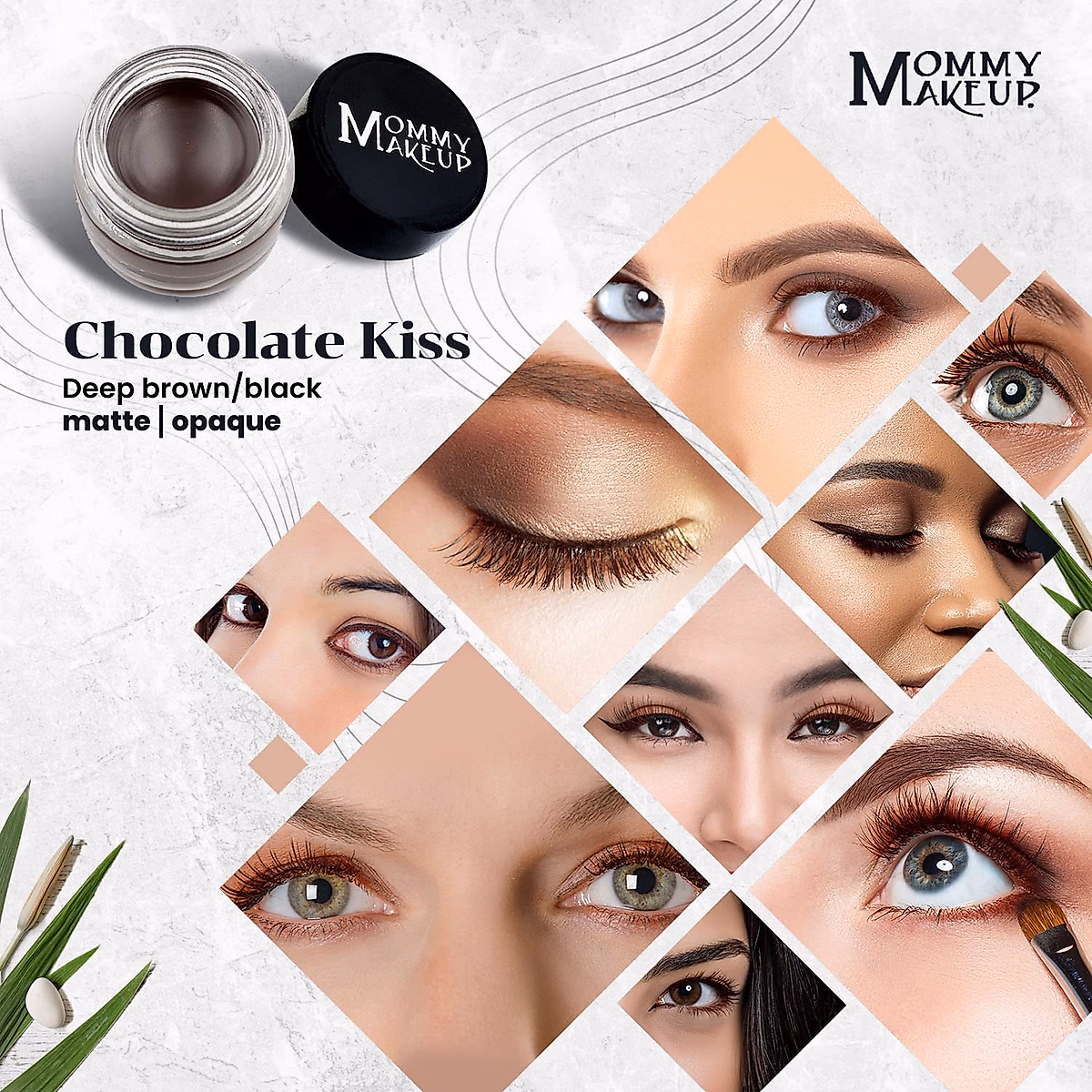 Mommy Makeup Waterproof Stay Put Gel Eyeliner Pot with Semi Permanent Micropigments - Long Lasting, Highly Pigmented Eye Liner, 0.14 oz (Chocolate Kiss)