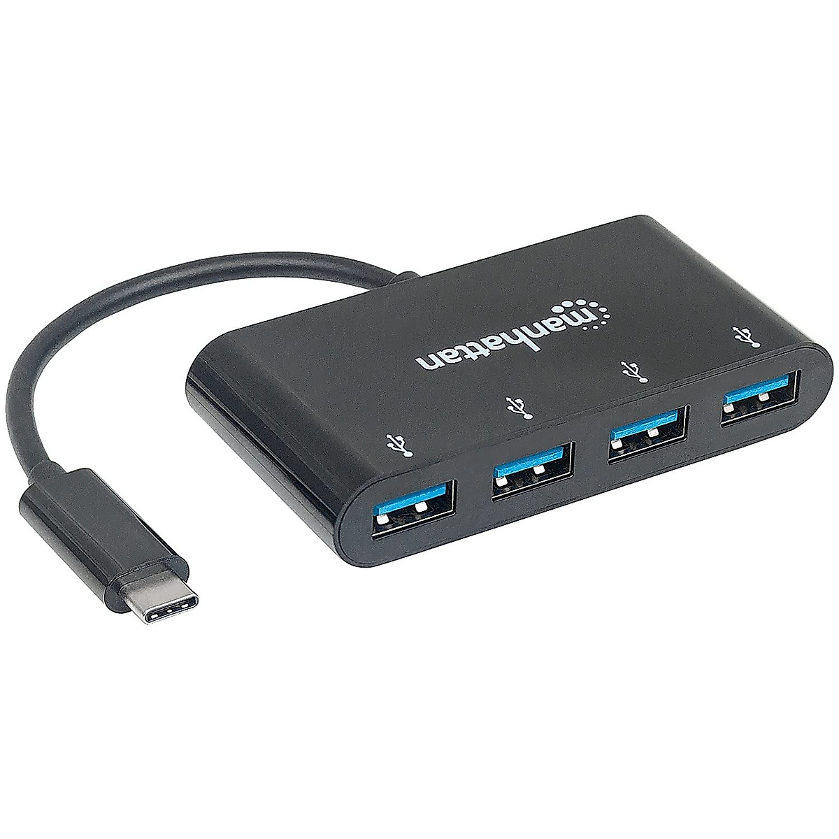 Manhattan 4-Port USB 3.0 Hub – with 5 Gbps Data Transfer, 1A Mobile Device Charging, 8 inch Cable – Compatible with PC, MacBook, Mac Pro, Mac mini, iMac, Surface Pro, Flash Drive - 162746