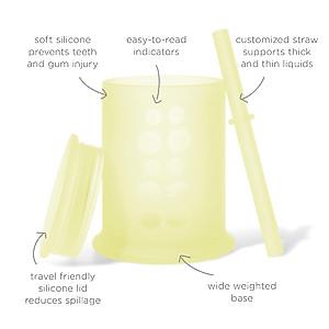 Olababy Silicone Training Cup with Straw Lid Bundle Coral + Lemon