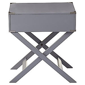 Mercury Row 100% Eye-catching and Durable Gray Neptune Campaign 1 Drawer End Table