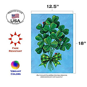 Toland Home Garden 112589 Shamrock Bouquet St Patricks Day Flag 12x18 Inch Double Sided St Patricks Day Garden Flag for Outdoor House St Pats Flag Yard Decoration