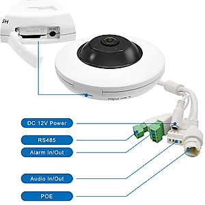 5MP FishEye Panoramic PoE IP Security Camera Indoor, OEM DS-2CD2955FWD-IS with 1.05mm Fixed Lens, 180° Wide Angle View, Audio & Alarm I/O, Support Micro SD Card, 26ft Night Vision, Smart IVS (DT955)