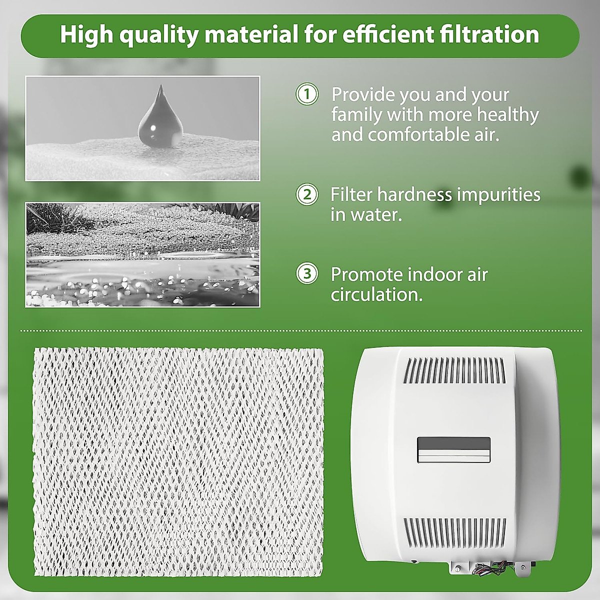 HASME 2-Pack Replacement Water Panel Pad for Carrier Humidifiers Replaces for P110-3545 P1103545 Fits for HUMCCLBP2217 HUMCCLBP2317 HUMCALBP2317 HUMCCLBP2417 10 1/8" x 12 7/8" x 1 1/2