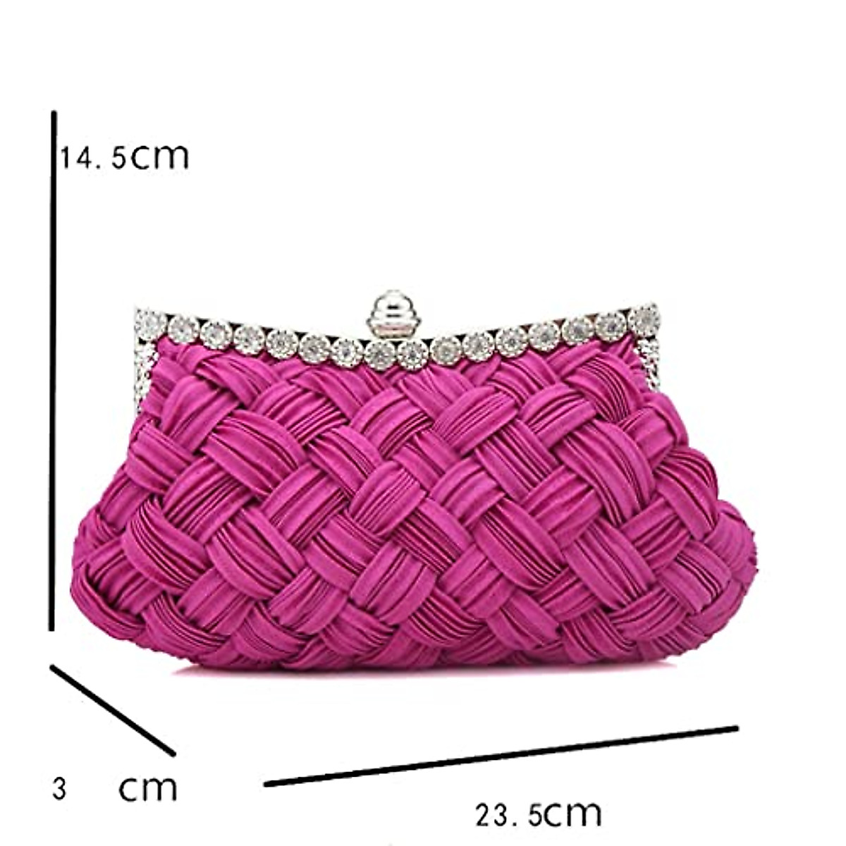 Kami-jia Weaving Diamante Crystal Prom Cocktail Party Wedding Engagement Evening Bag Purse Clutch Pouch 9.26' 1.18'
