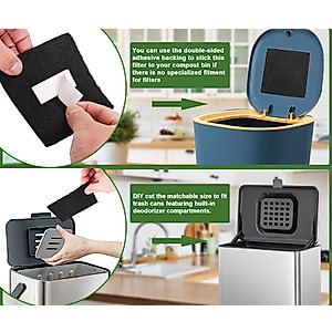 15 Pack Trash Can Odor Filter Refills for Trash Can and Compost Bin, Activated Charcoal Deodorizer Sheets for Indoor Kitchen Compost Bucket Countertop and Recycle Bin, Square 3.9 Inch