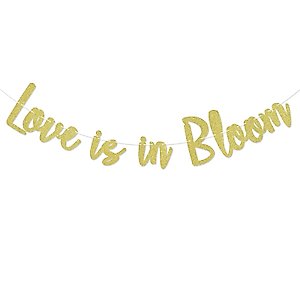 Love is in Bloom Banner - Floral Bridal Shower Decor, Engangement Party Decorations, Wildflower Bridal Shower Party Decorations Gold Glitter