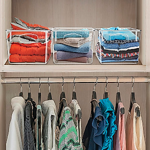 Sorbus 2 Pack Large Clear Plastic Storage Bins, Clear Organizer Bins with Handle for Kitchen, Pantry, Cabinet, Refrigerator, Craft, Toys, Clothes, Closet, Under Sink, Bathroom Organizers and Storage