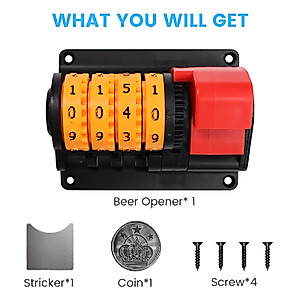 Bottle Opener Wall Mounted - Beer Counter Bottle Opener with Precise Numbers, Manual Beer Can Opener for Kitchen Wall Bar Restaurant