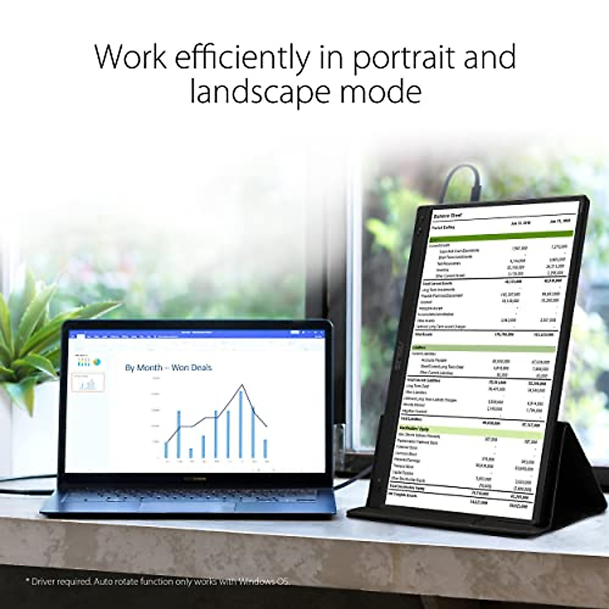 ASUS ZenScreen 15.6” 1080P Portable USB Monitor (MB166C) - Full HD, IPS, USB Type-C, USB-Powered, Eye Care, Tripod Mountable, Anti-Glare Surface, Protective Sleeve, 3-Year Warranty, 8.9"x14.2"x0.5"
