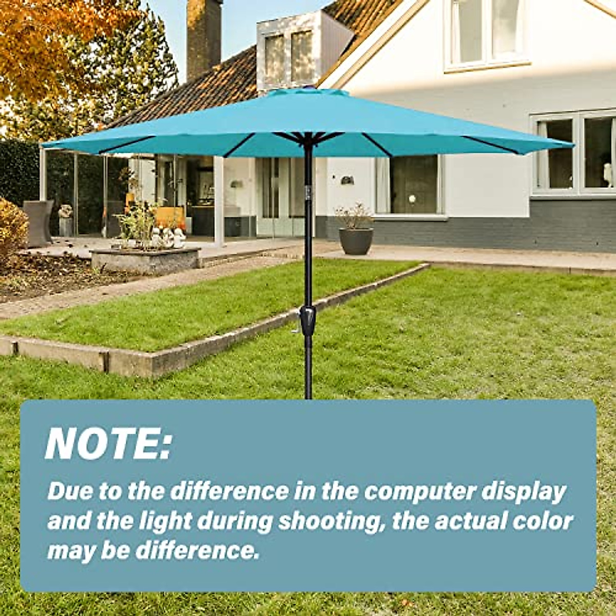Simple Deluxe 9' Patio Outdoor Table Market Yard Umbrella Replacement Top Cover with 8 Ribs, 9ft Canopy, Turquoise Canopy